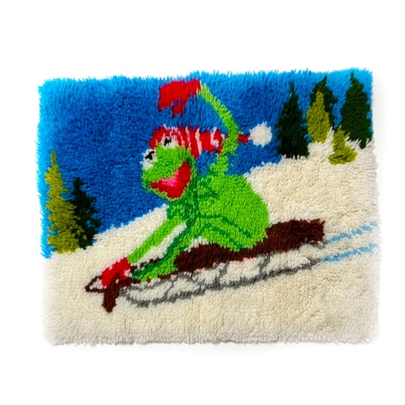 Vintage | Holiday | Vintage Kermit The Frog Latch Hook Rug | Poshmark